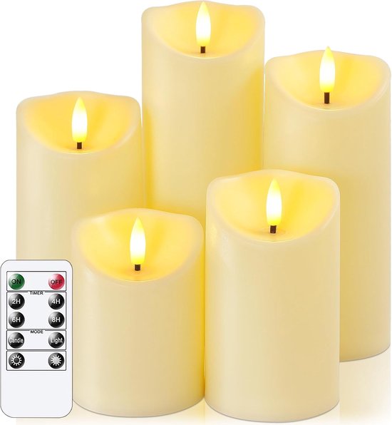 5x LED Kaarsen met Afstandsbediening & Timer - Ivoor - 7.5-20cm | bol