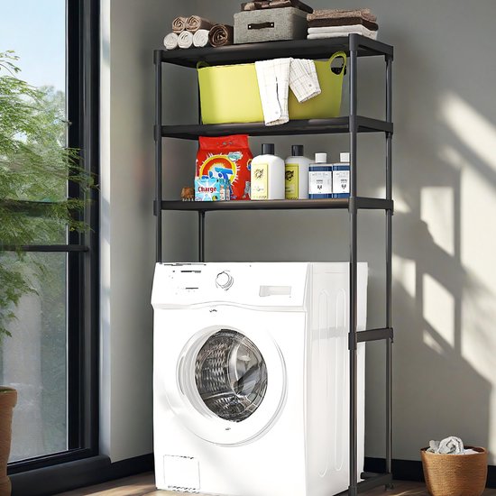 CHIWIN 3-Laags Wasmachine Rek – Vrijstaand Opbergrek met PVC Planken ...