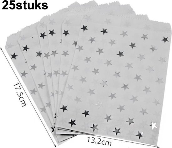 CHPN - Traktatiezakjes - Uitdeelzakjes - 13CM/18CM - Grijs - Polkadots ...