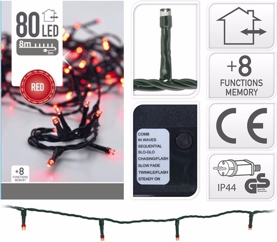 2x Kerstverlichting rood 80 LED lampjes - Kerstlampjes rood | bol