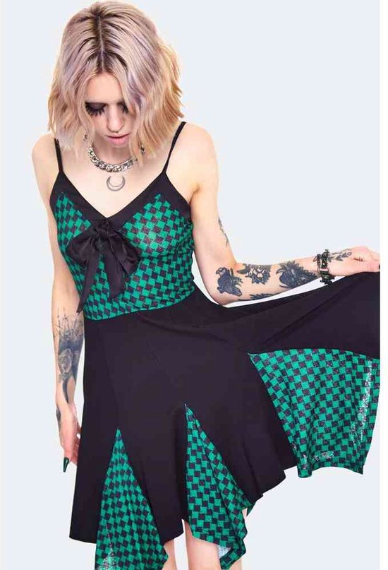 Jawbreaker Mini robe - S- Panneau à carreaux à bretelles Zwart | bol