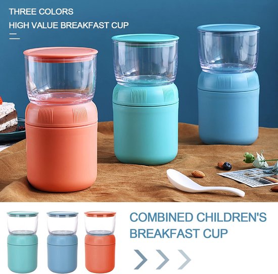 To-Go Mueslibeker 430 ml + 330 ml yoghurtbeker om mee te nemen, lekvrij, 2-in-1... | bol