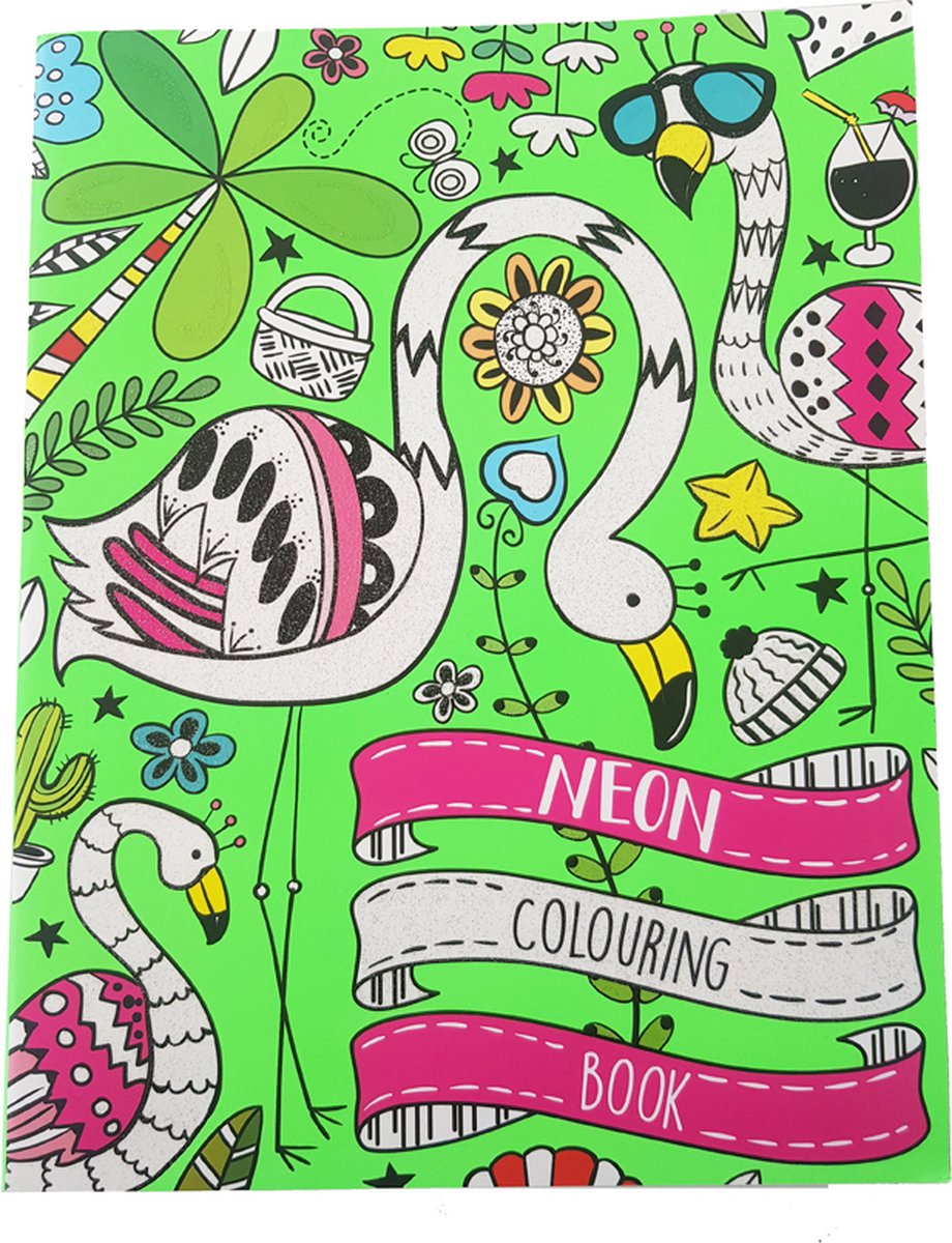 Neon Kleurboek Flamingo's - 'Neon Colouring Book' | bol.com