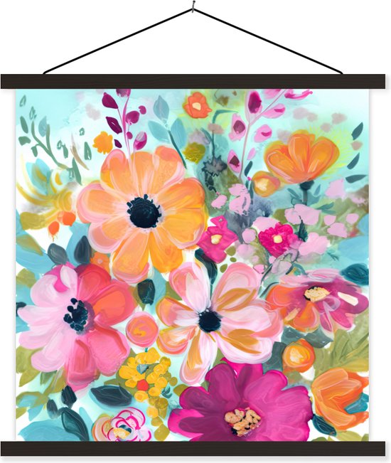 Posterhanger incl. Poster 90x90 cm - Schoolplaat - Bloemen - Schilderij ...