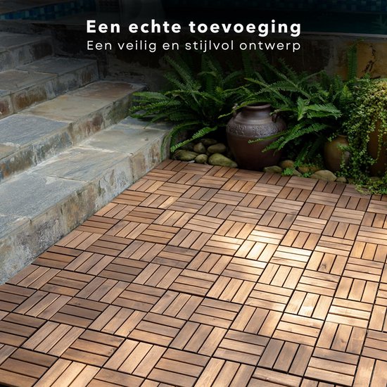 Cheqo® Acacia Houten Terrastegels - Mozaïek - 30x30 cm - 9 stuks - 0 ...