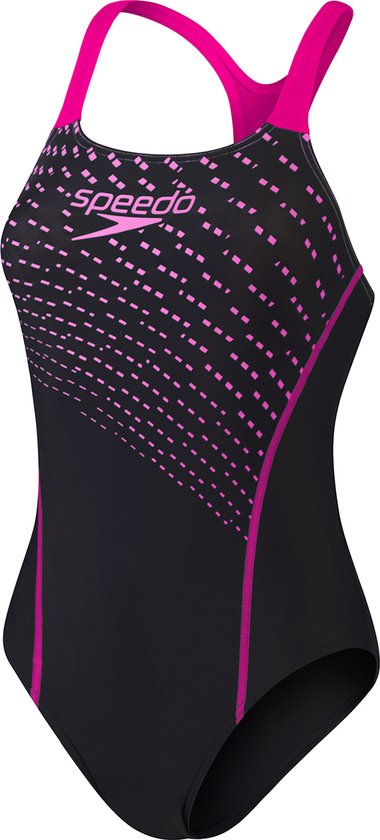 Speedo Medley Logo 1 Piece Zwart/Paars Dames Sportbadpak - Maat 40 | bol