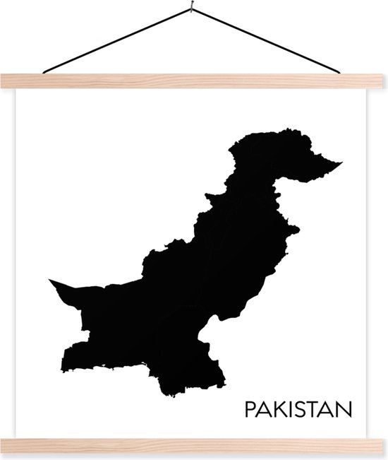 Schoolplaat - Een illustratie van een zwart witte kaart van Pakistan ...