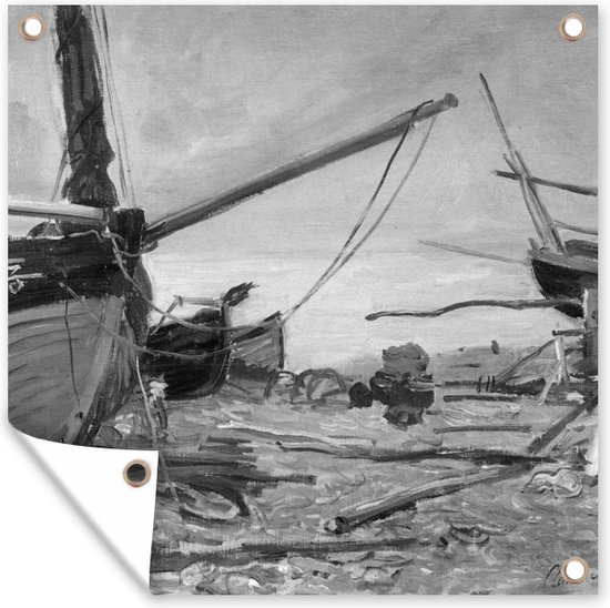 Tuin poster Schip op het strand in zwart wit - Schilderij van Claude ...