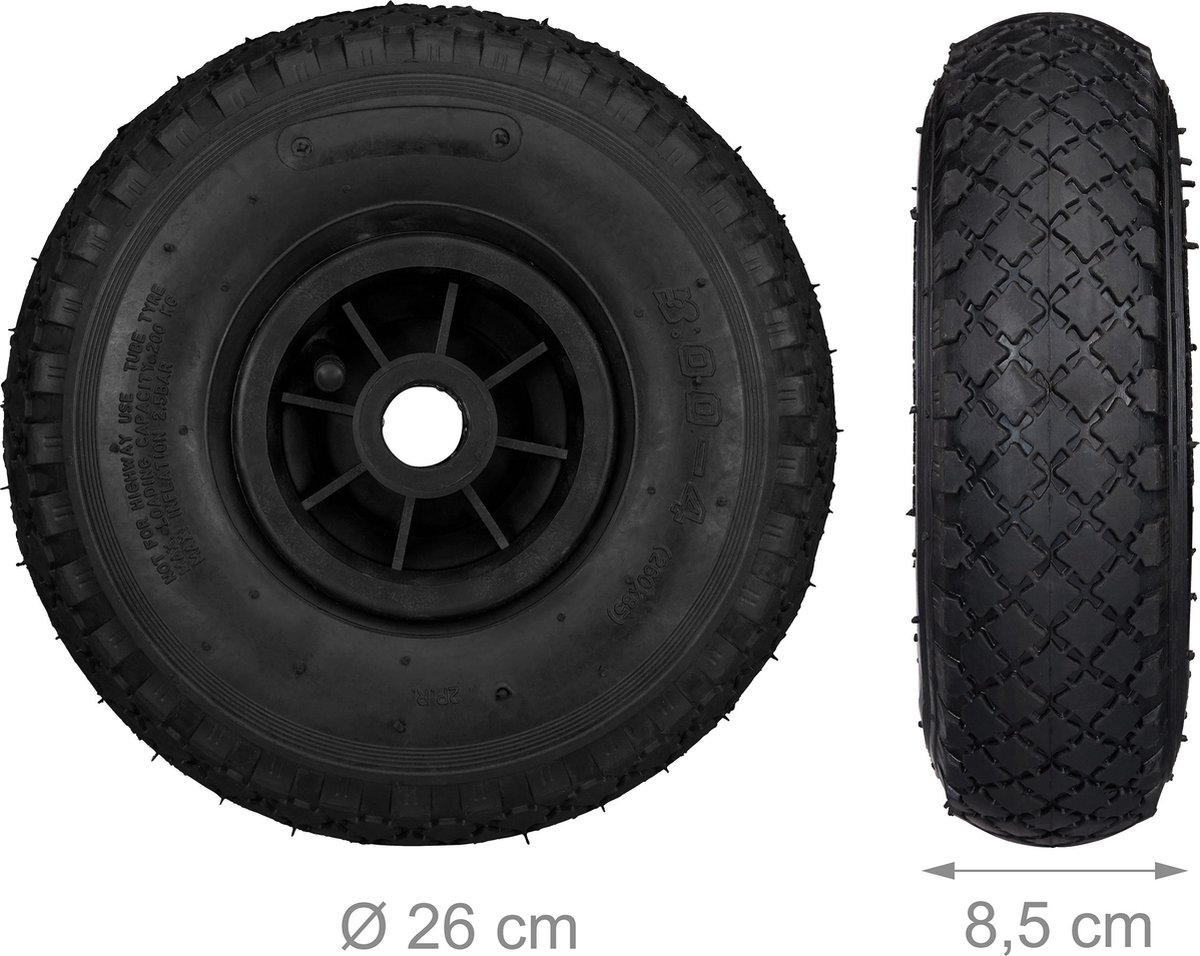 Relaxdays 2x roue de diable - pneu caoutchouc - roue de secours - 3.00 ...