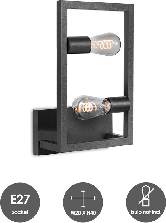 Home Sweet Home - Moderne Wandlamp Preto - Muurlamp gemaakt van metaal - Zwart -... | bol