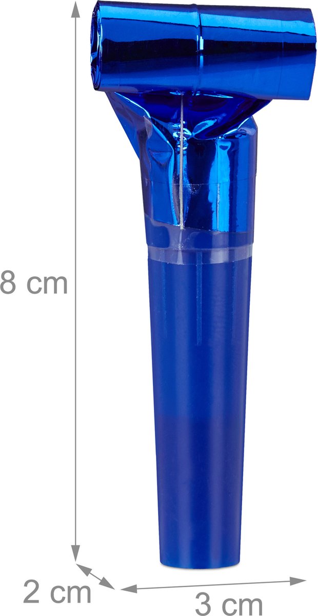 Relaxdays 50x roltongen feest toeter - feesttoeters blauw - roltoeters ...