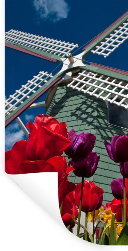 Muurstickers - Sticker Folie - Tulpen voor een molen - 20x40 cm ...