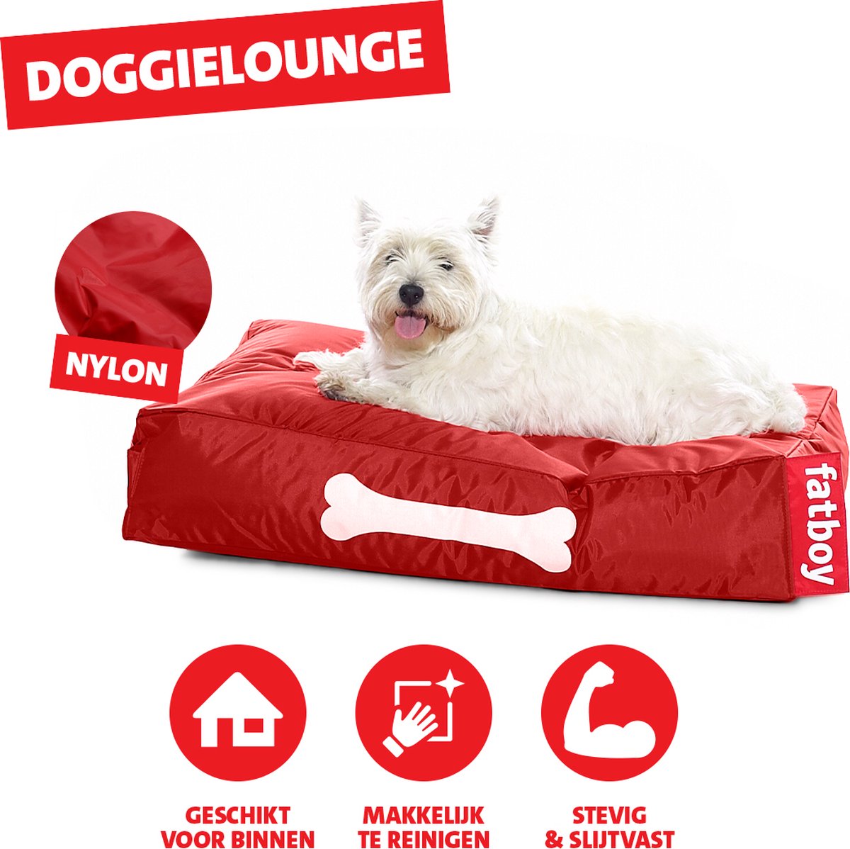 Fatboy Hondenkussen klein Rood - 80l x 60b x 15h cm - Afwasbaar | bol.com