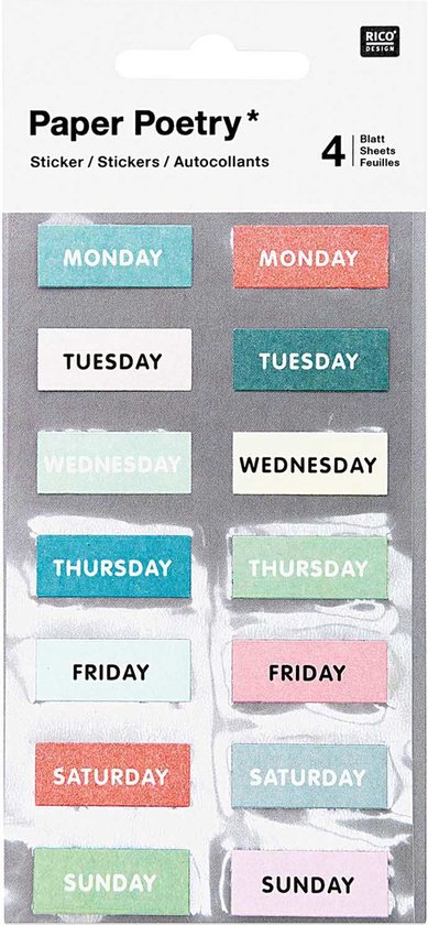 PAPER POETRY STICKERS "DAGEN VAN DE WEEK" GROEN 56 st. | bol