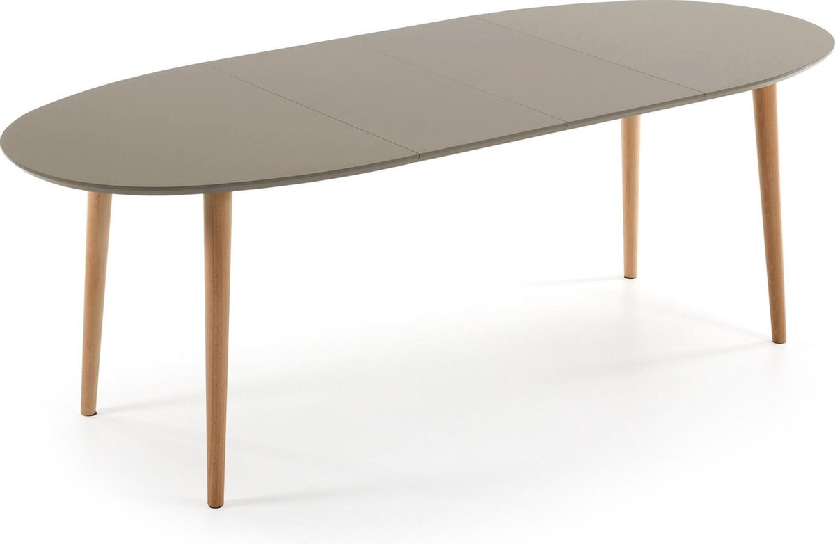 Kave Home - Oqui ovale uitschuifbare tafel, bruin gelakt MDF en ...