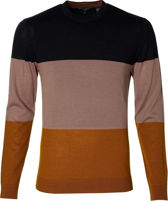 Ted Baker Pullover - Slim Fit - Oker/blauw - L | bol.com