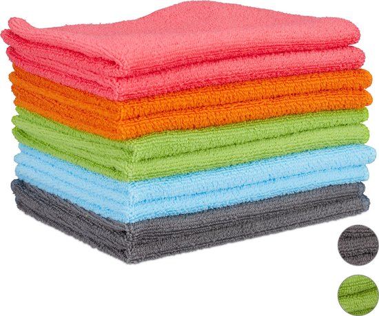 Relaxdays Microvezeldoek set van 10 - microvezeldoekjes - wonderdoekjes ...