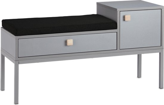Relaxdays gangkast - met kussen - 2 vakken en lade - 50 x 90 x 30 cm ...