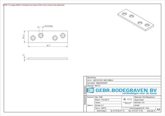 GB verbindingsplaat 50x15x2mm | bol