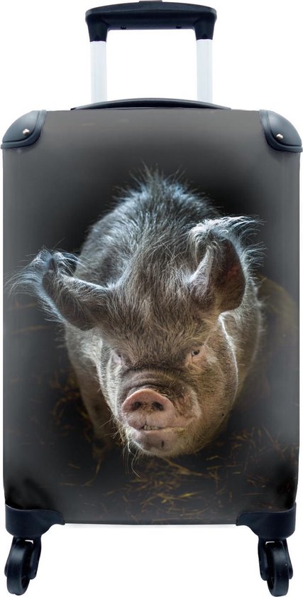 Koffer - Varken - Dier - Zwart - Past binnen 55x40x20 cm en 55x35x25 cm ...
