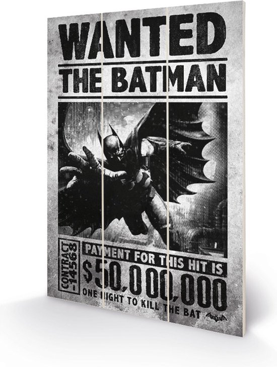 Batman Arkham Origins - Wanted Wood Print 20 X 29.5 cm | bol
