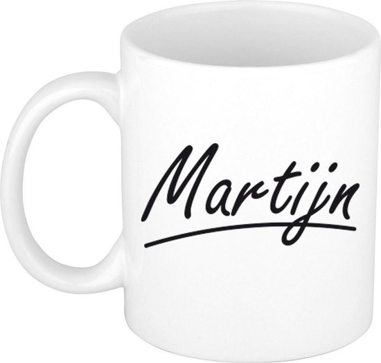 Martijn Naam koffiemok - beker - met sierlijke letters - wit - cadeau ...