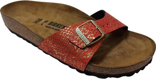 Birkenstock Slipper Madrid 1020070 Python Rood/Goud Smal | bol