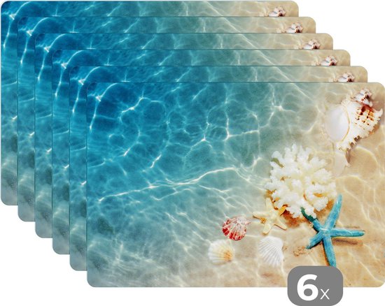 Placemat - Placemats kunststof - Schelpen - Zee - Zomer - 45x30 cm - 6 ... Placemat - Placemats kunststof - Schelpen - Zee - Zomer - 45x30 cm - 6 ...
