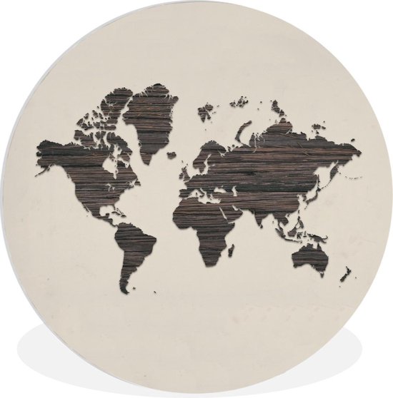 Wall Circle - Wall Circle Inside - Carte du Wereldkaart - Marron - Bois ...