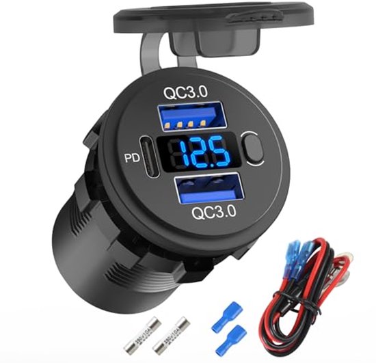 12 Volt USB-stopcontact met Dual Quick Charge en PD3.0 - Waterdichte ...
