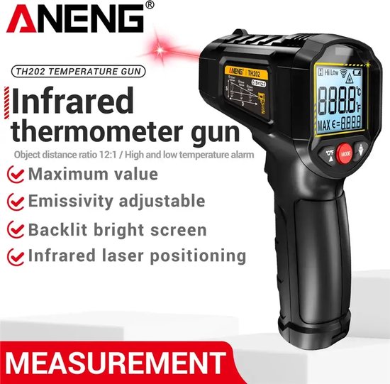 ANENG TH202 | Professionele Digitale Infrarood Thermometer - Bereik -50 ...
