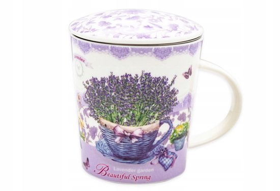 Porseleinen Theemok met Zeef en Deksel - 320ml - Bloemenprint | bol