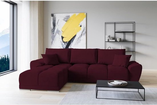 Hoekbank L-vorm Fluweel 289x189 cm met Opbergruimte & Uittrekbaar Bed ...