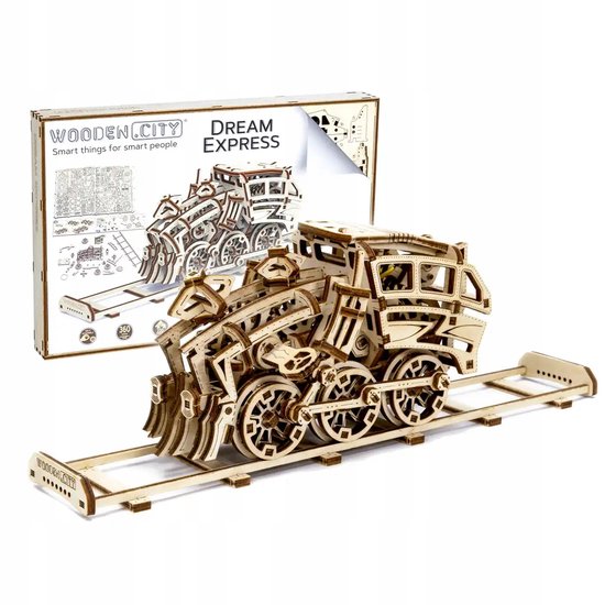 Houten 3D-puzzel Dream Express Trein - Mechanisch model | bol