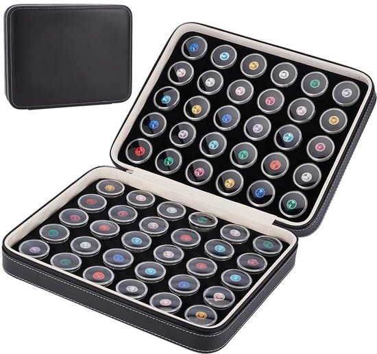 60 Stuks Zwarte Plastic Edelstenen Potten - 32 x 17 mm Sluitbare ...