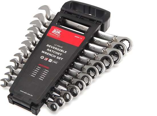 AOK 12 Delige Professionele Ring, Ratel, Steeksleutelset met Links ...