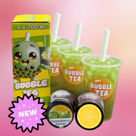 Bubble tea - complete set - Boba popping Kruisbes- Citroen siroop | DIY | 3x700ml | bol