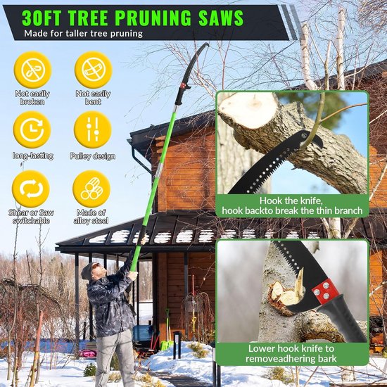 Boomzaag met telescoopgreep - Handzaag voor snoeien op hoogte ...