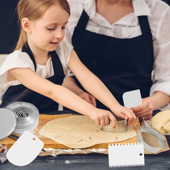 12 Sizes Round Cookie Cutters Set with Storage Box & Dough Spatulas ...