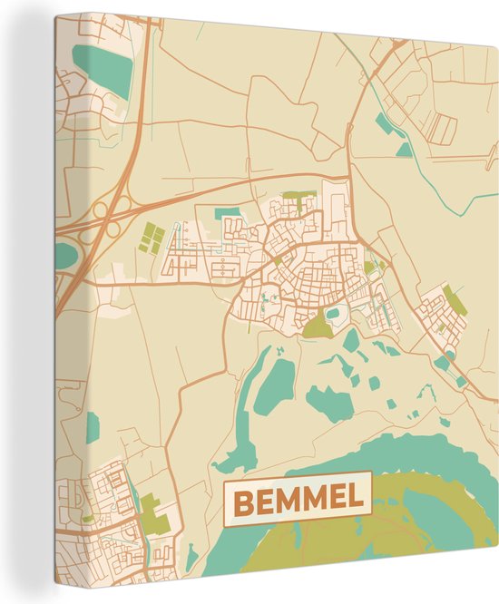 Canvas Schilderij Bemmel - Stadskaart - Kaart - Plattegrond - Blauw ...