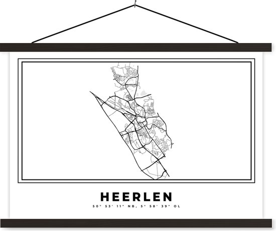 Posterhanger incl. Poster - Schoolplaat - Stadskaart – Zwart Wit - Kaart – Heerlen –... | bol