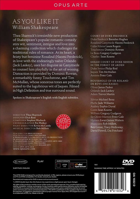 Shakespeare's Globe - Shakespeare: As You Like It (DVD), Laskey | CD (album) | Muziek | bol