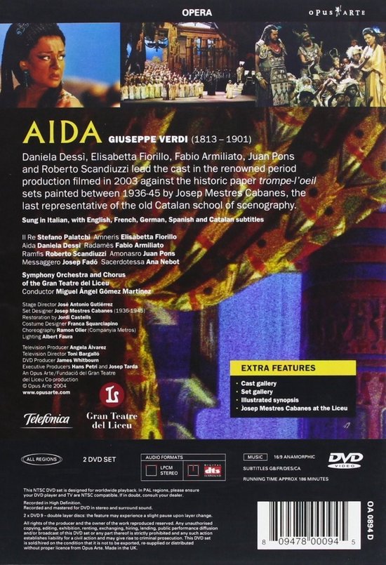 Gran Teatre Del Liceu Symphony Orchestra - Verdi: Aida (2 DVD) (Dvd ...