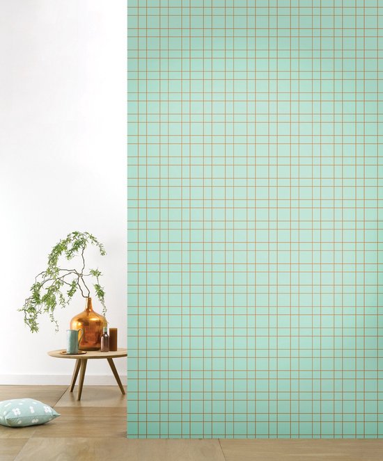 Roomblush - Behang Grid - Pastelgroen - Vliesbehang - 200cm x 285cm ...