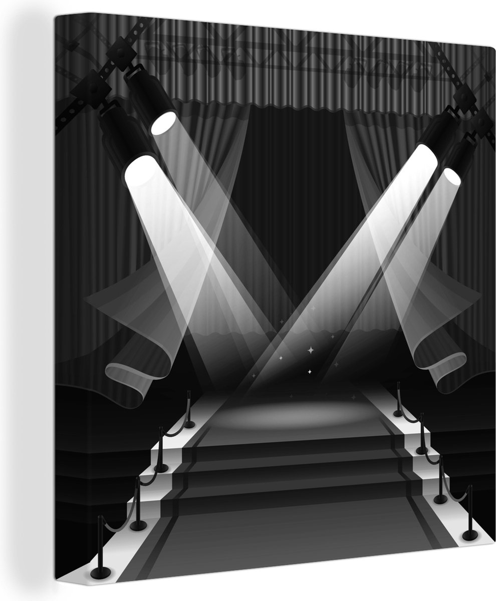 Tableau sur toile Un dessin de projecteurs sur le tapis d'Hollywood ...