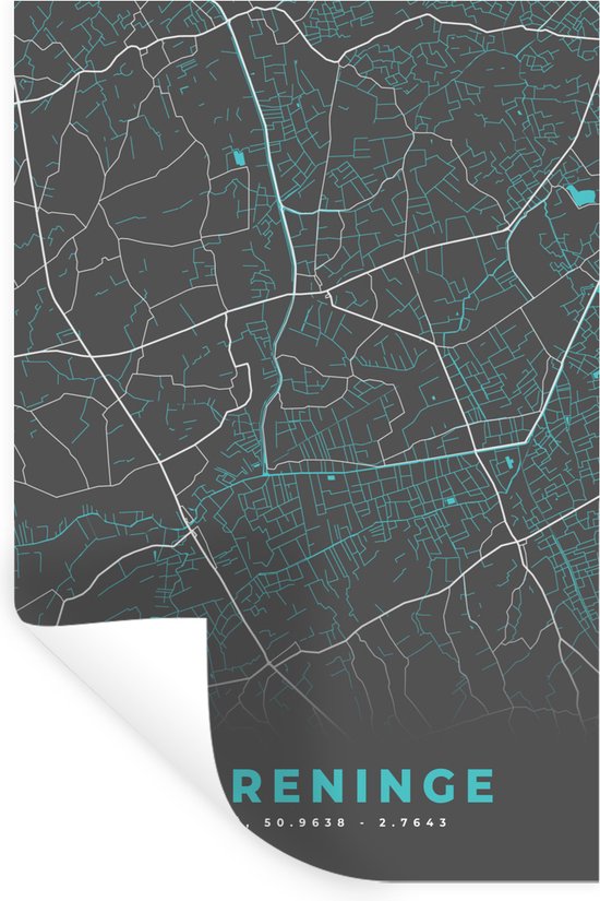 Muurstickers - Sticker Folie - België – Lo Reninge – Stadskaart – Kaart ...
