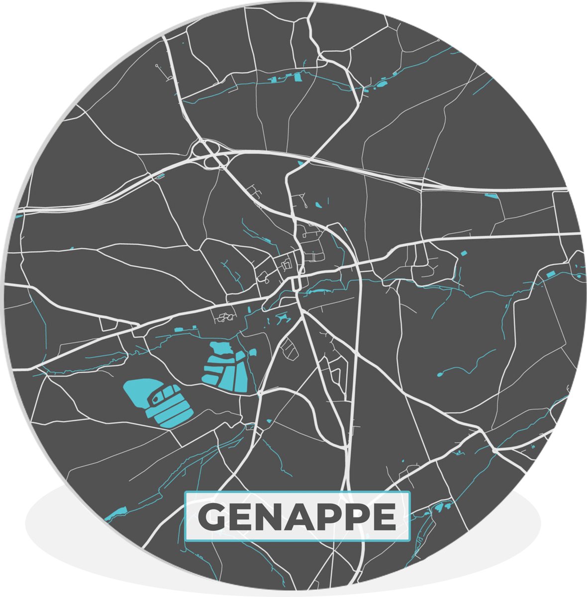 Wall Circle - Wall Circle Indoor - City Map - Grijs - Map - Genappe ...