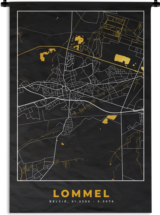 Wandkleed - Wanddoek - Stadskaart - Plattegrond - Goud - Lommel - Kaart ...