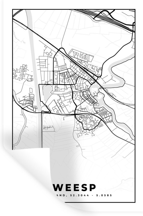 Muurstickers - Sticker Folie - Plattegrond - Weesp - Kaart - Stadskaart ...