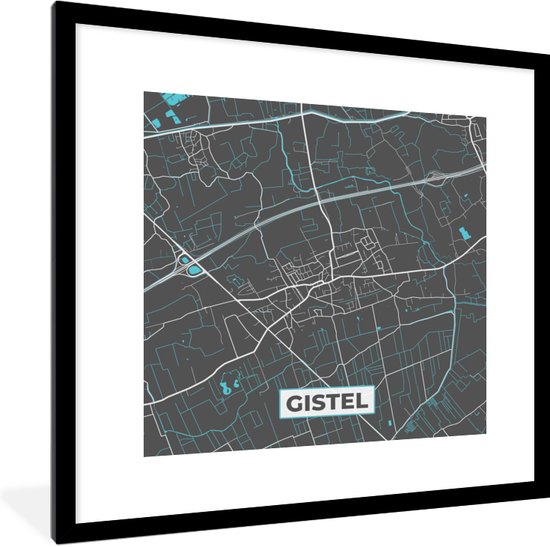 Fotolijst incl. Poster - Stadskaart – Grijs - Kaart – Gistel – België ...